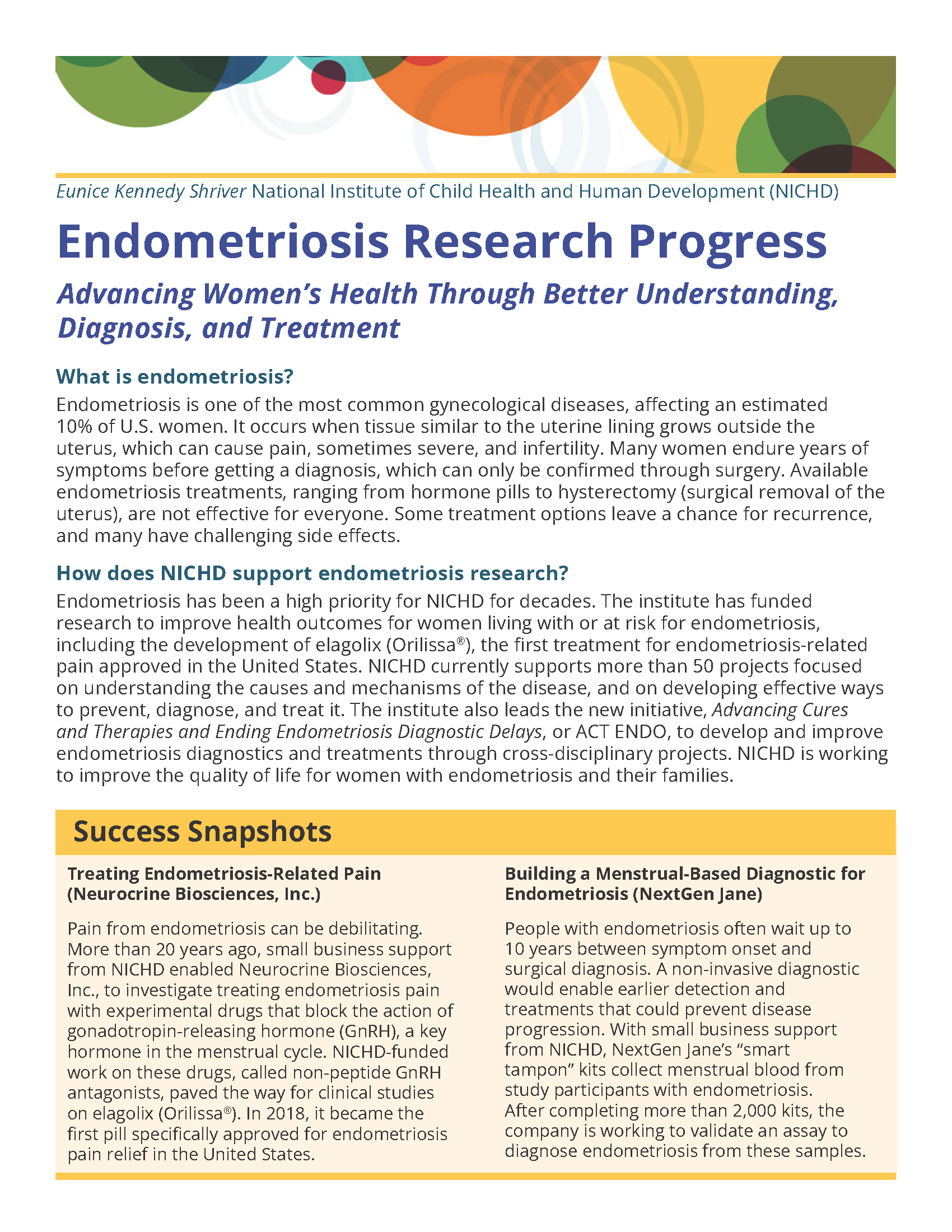 Endometriosis Research Progress | NICHD - Eunice Kennedy Shriver National Institute of Child ...